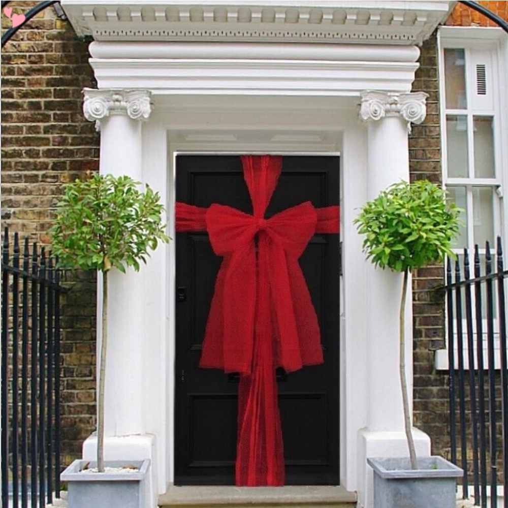 Christmas Cabinet Door Ribbon Bow Large Red Bow Christmas Wreath Bow ...
