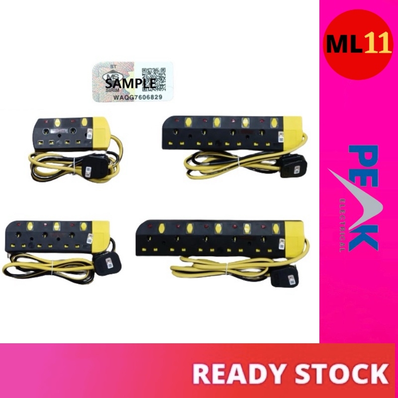 Sirim Peak Surge Protector 3 Pin Plug Trailing Socket Extension Plug Socket With Neon 2 3 4 5