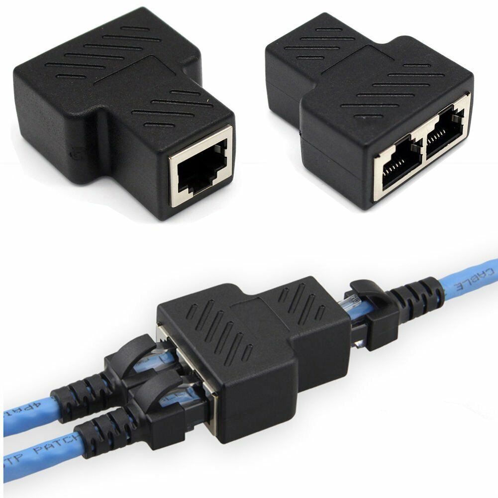 1 to 2 Port RJ45 LAN Ethernet Network Connector Splitter Extender ...