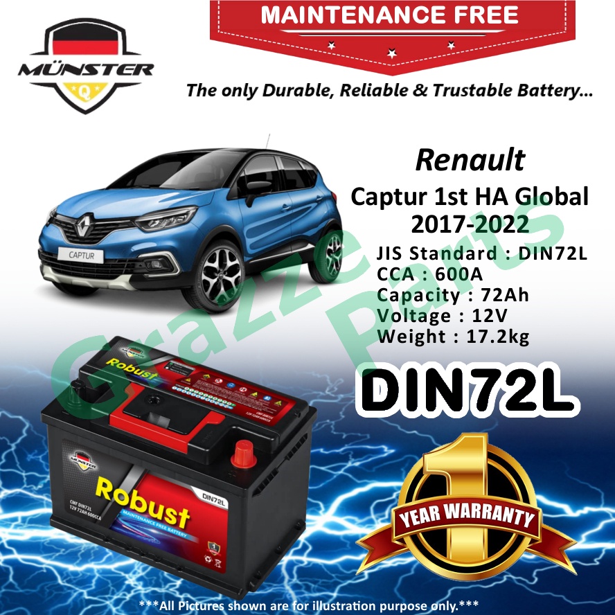 Münster Robust MF CMF DIN72 | DIN72L (72AH) Car Battery Bateri Kereta ...