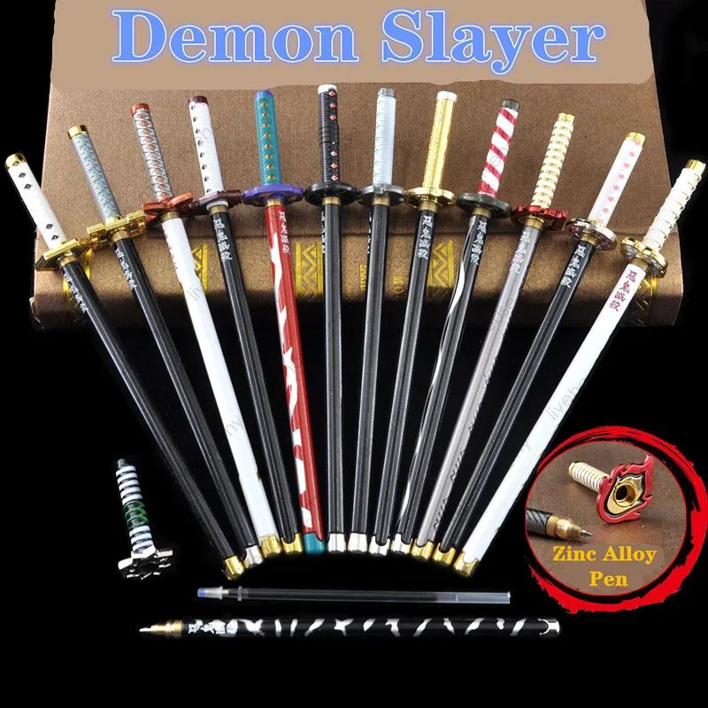 20cm Demon Slayer Series Gel Pen Kimetsu No Yaiba Tanjirou Black Refill ...