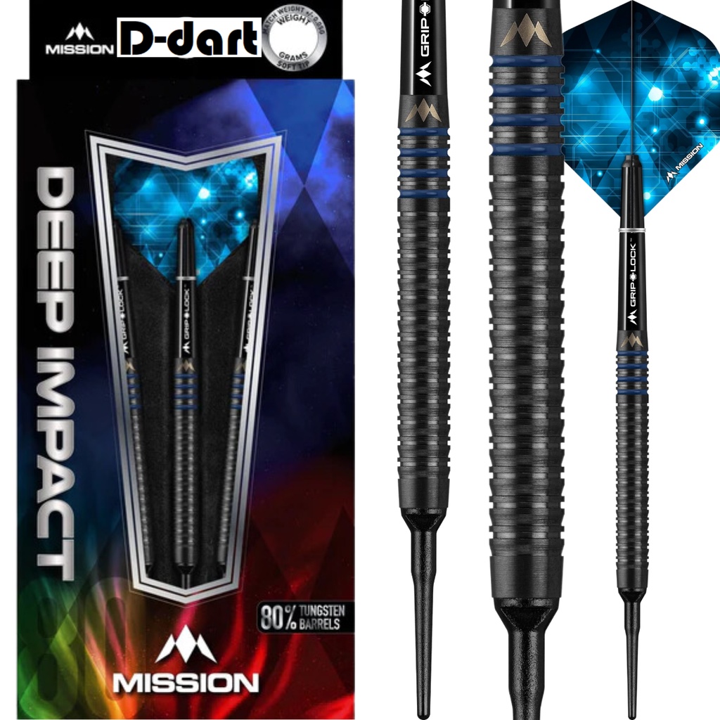 MISSION SOFT TIP DART - 21G DEEP IMPACT M4 BLACK BLUE Tungsten Soft ...