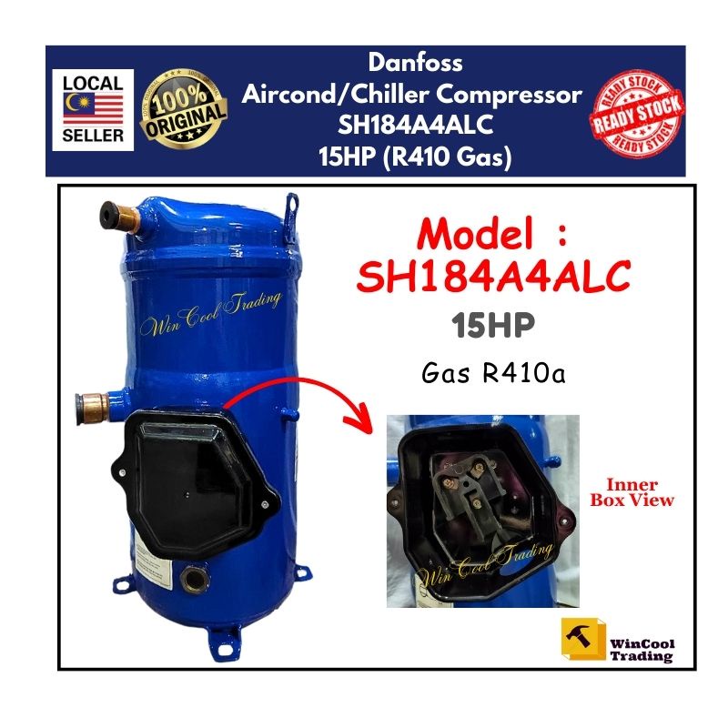 DANFOSS AirCond/Chiller Compressor 15HP (R410a Gas) Model : SH184A4ALC ...