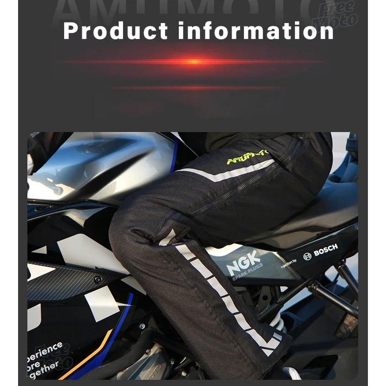AMU Motorcycle Pants Quick Take Off Trousers Men's Built in CE ...