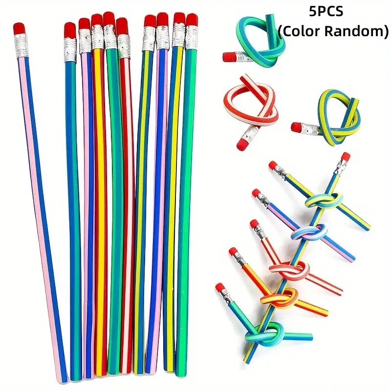 5PCS Soft Bendable Pencils for Kids Pencil with Eraser Stationery for ...