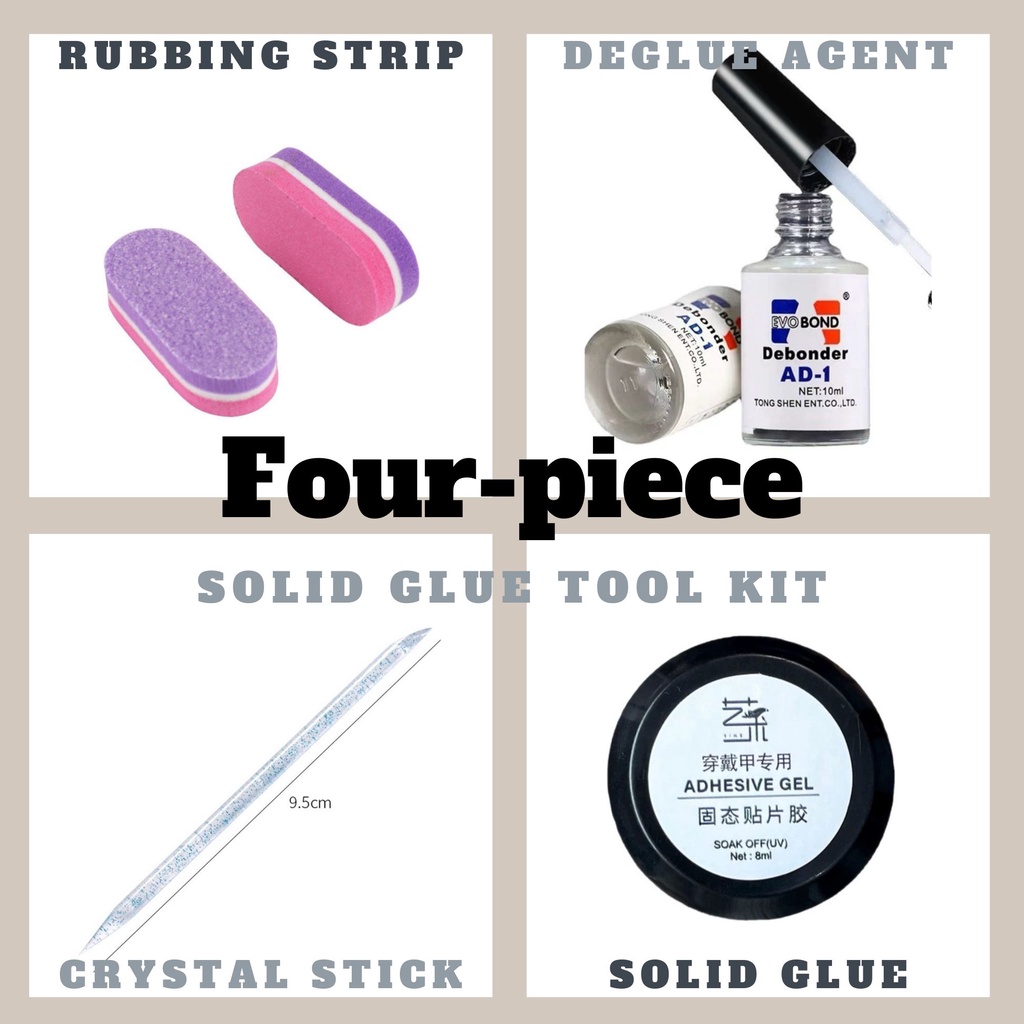 4 in 1 Solid Glue Tool Kit Manicure Solid Patch Glue Stick Diamond ...