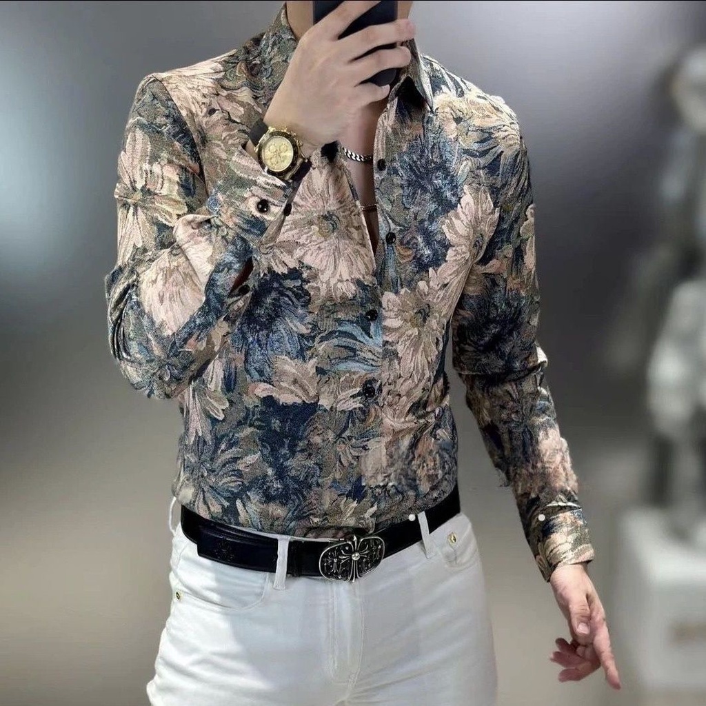 European Goods New Early Autumn Men's National Style Floral Pattern Men ...