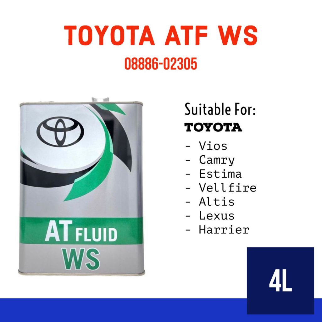 TOYOTA AUTOMATIC TRANSMISSION FLUID ATF WS (4L) (08886-02305) -VIOS ...