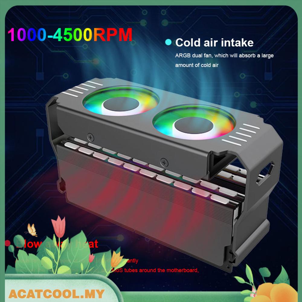 Acatcoolmy D50 Ram Argb Sync Heatsink Cooler Memory With Dual Pwm Cooling Fan For Ddr4 Ddr5