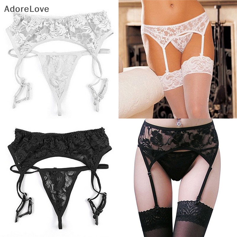 Adl Sexy Lady Lace Suspender Garter Belt Lingerie G String Thong Set
