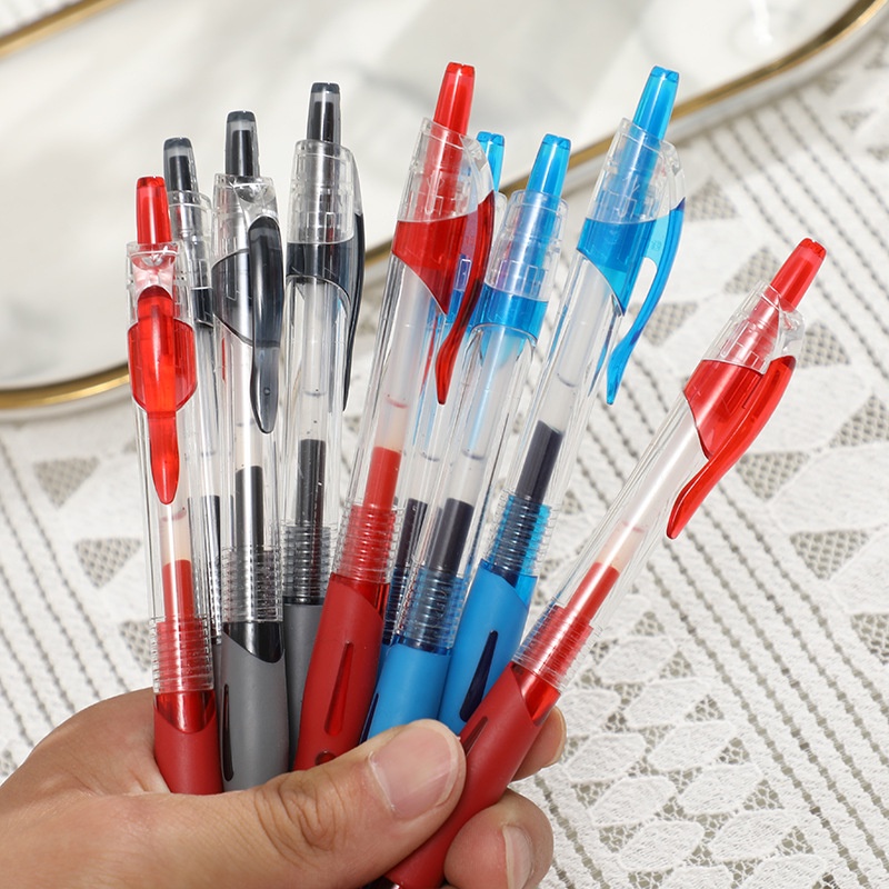 M&P Gel Pen 0.5mm Press Pen Black Red Blue Ink Signature Pen Writing ...