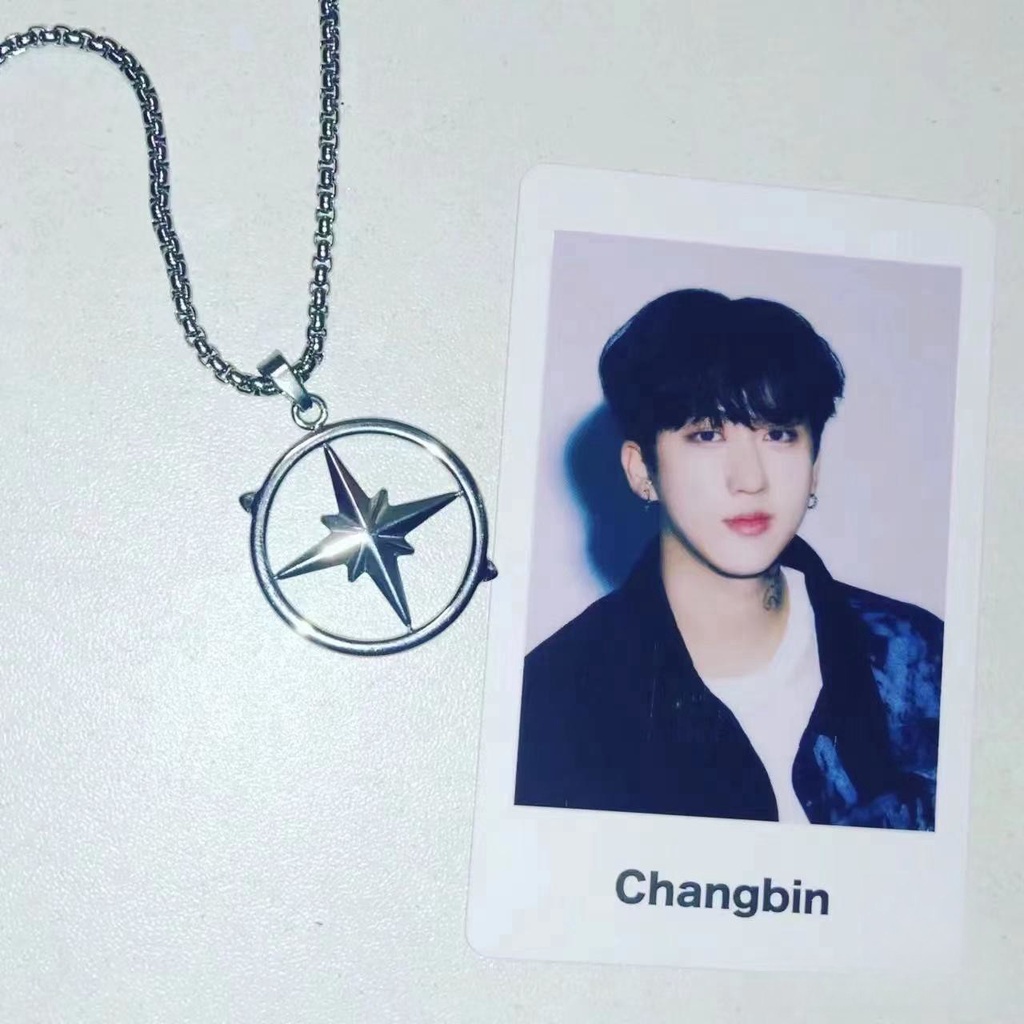 K-Pop Idol Stray Kids Necklace SKZ Compass Logo Fashion Accessories ...