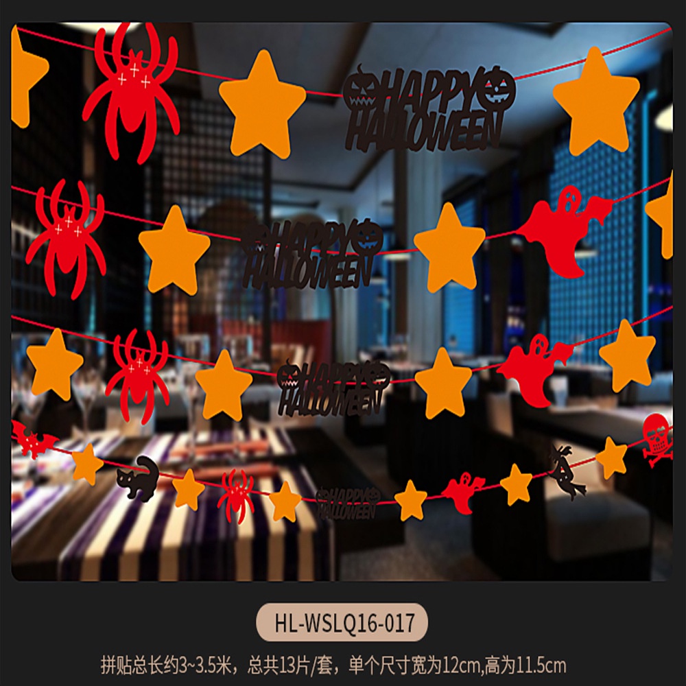Halloween Party Pull Flag Wall Stickers Decorations for Home Outdoor ...