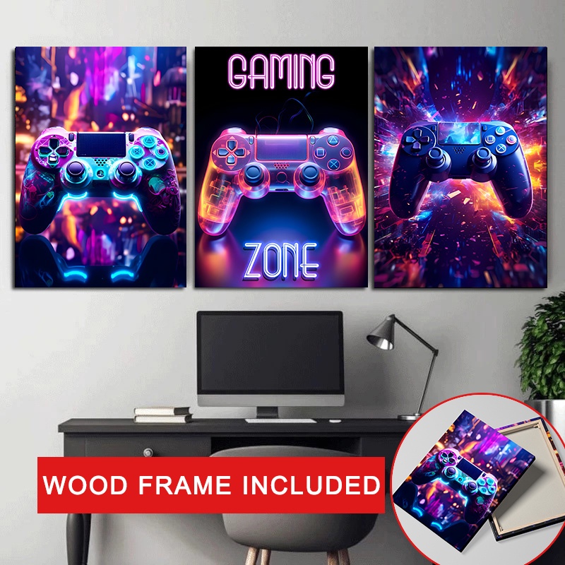 (With Frame）Abstract Poster Boy Room Decoration Wall Art Frame ...