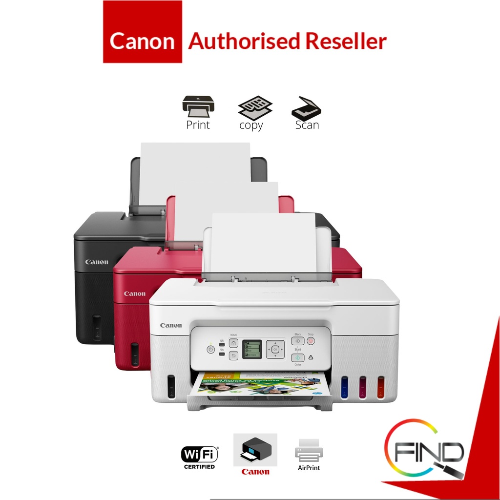 Canon PIXMA G3770 (Black/Red/White) AIO Wireless Refillable Ink Tank ...