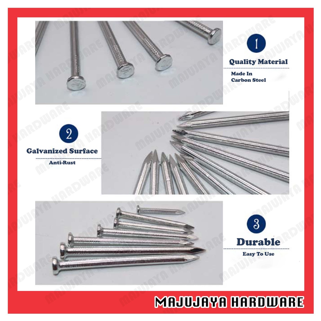 Ainna - [3/4" - 4"] Concrete Nail Point Tip Wall Nail Wall Nail Paku ...