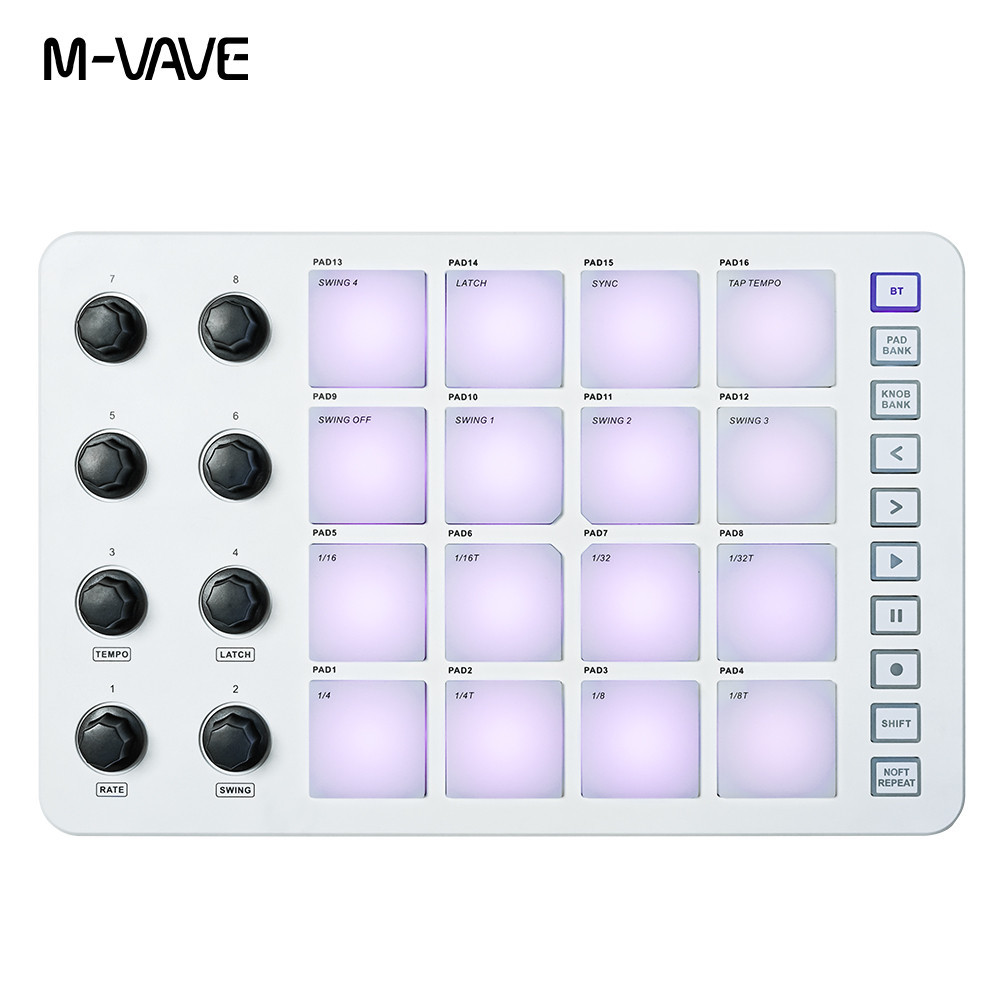 M-VAVE SMC-PAD LaunchPad USB-C and portable design Wireless MIDI Controller with rechargeable ...