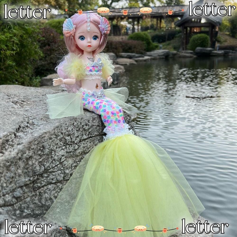 LETTER Mermaid Doll, Clothes Replaceable Wedding Dress Birthday Gift ...