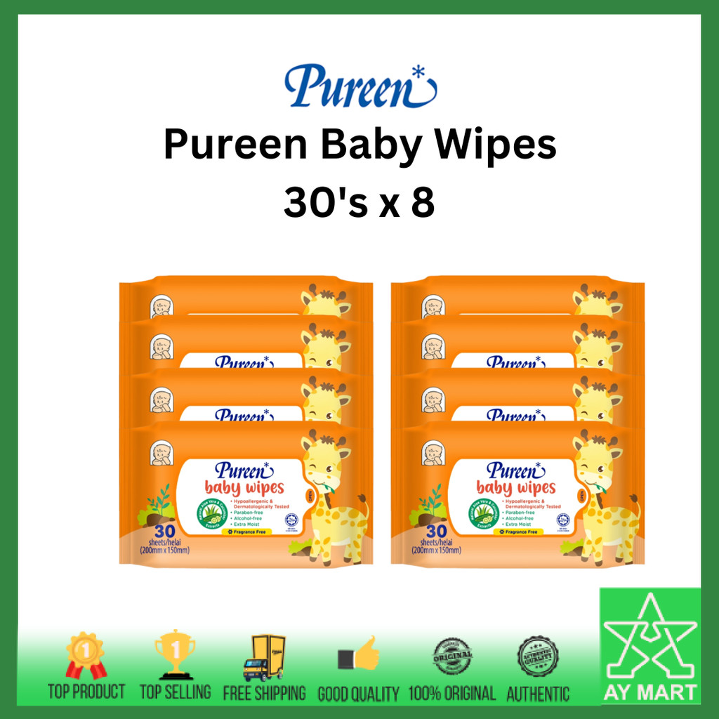 Pureen Baby Wipes 30's 8 pack Fresh Wipes For Babies And Adult Make up ...