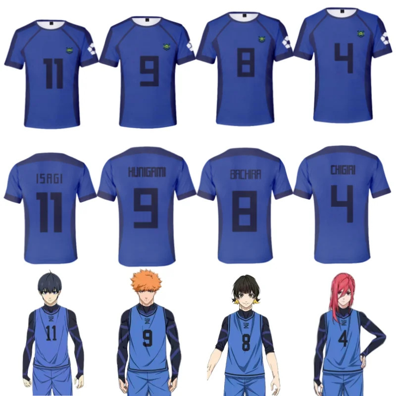 Anime Japanese Blue Lock Isagi Yoichi Football Jersey T-shirt Cosplay ...