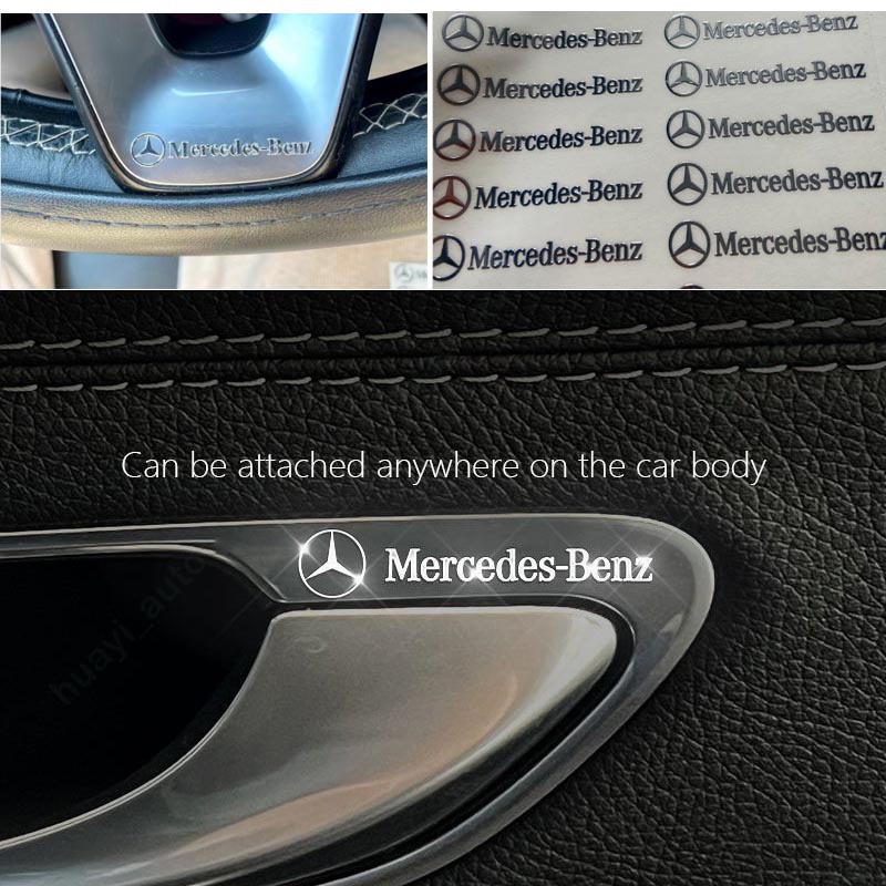 Mercedes Benz logo 3D exterior metal sticker car interior decorative ...