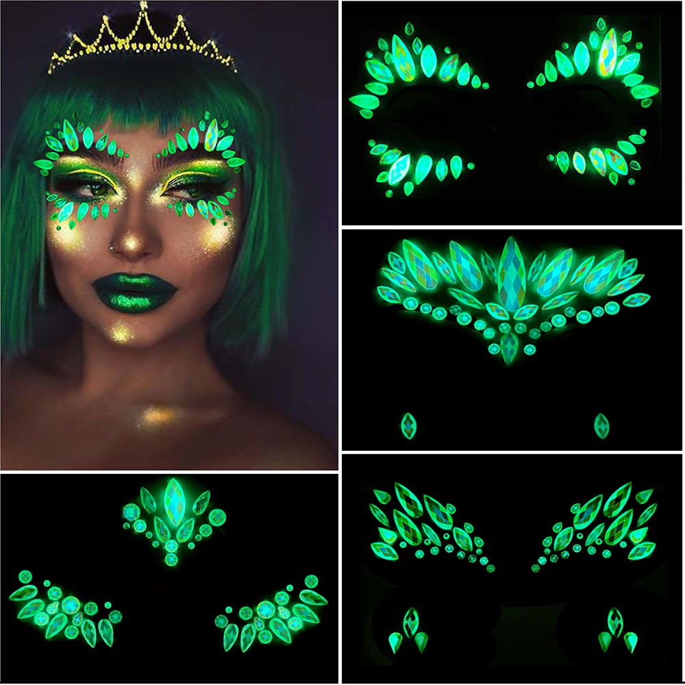 EDM Diamond Sticker Halloween Ghost Face Sticker Glow-in-the-Dark ...