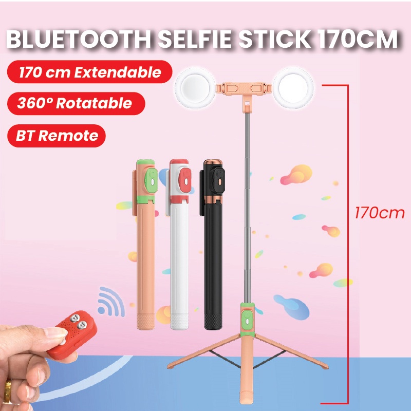 Fill Light Selfie Stick From Tripod Height 170CM With Bluetooth Remote ...