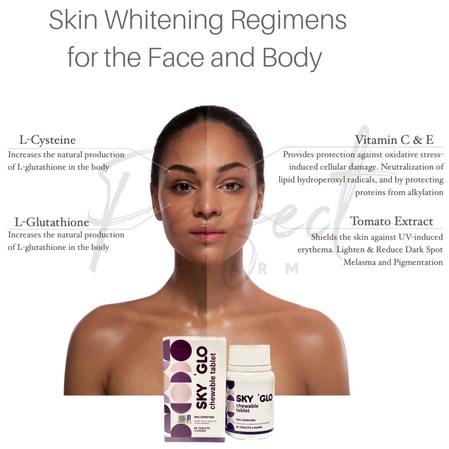 SKY GLO 850mg - 60s Whitening Supplement 60's (Glutathione L-Cysteine ...