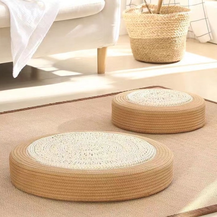 Japanese Zen Style Muji Straw Woven Tatami Cushion Floor Pouf Ottoman ...