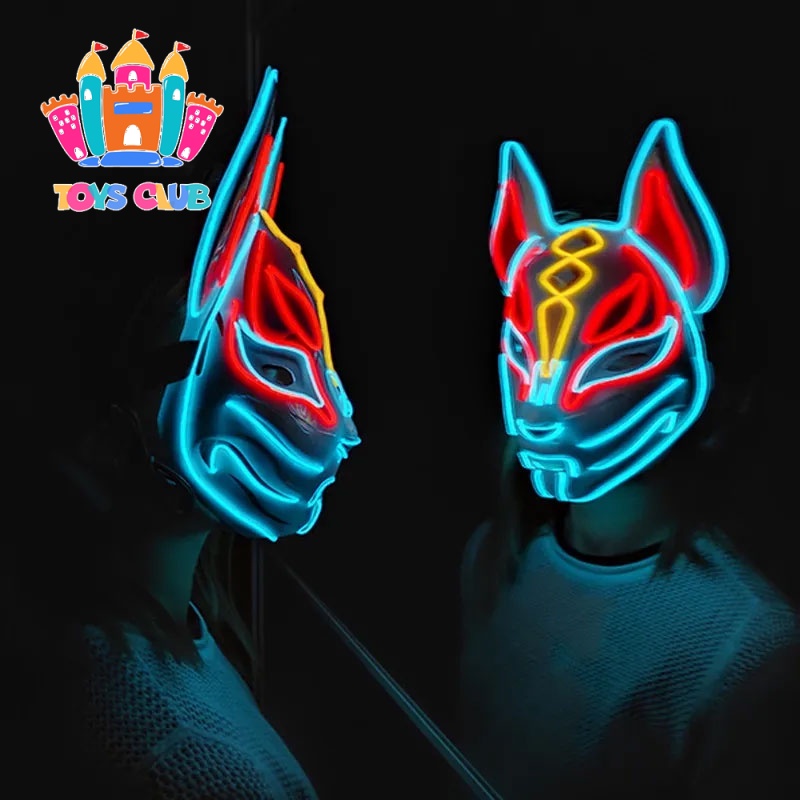 FOX MASK LIGHT UP DRIFT MASKS WOLF LED COLOUR COSPLAY GLOWING ...