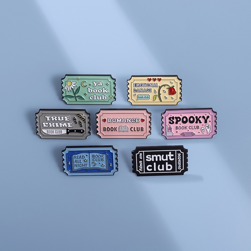 Creative Book Ticket Enamel Pins Brooches Cartoon Books Club Tickets ...