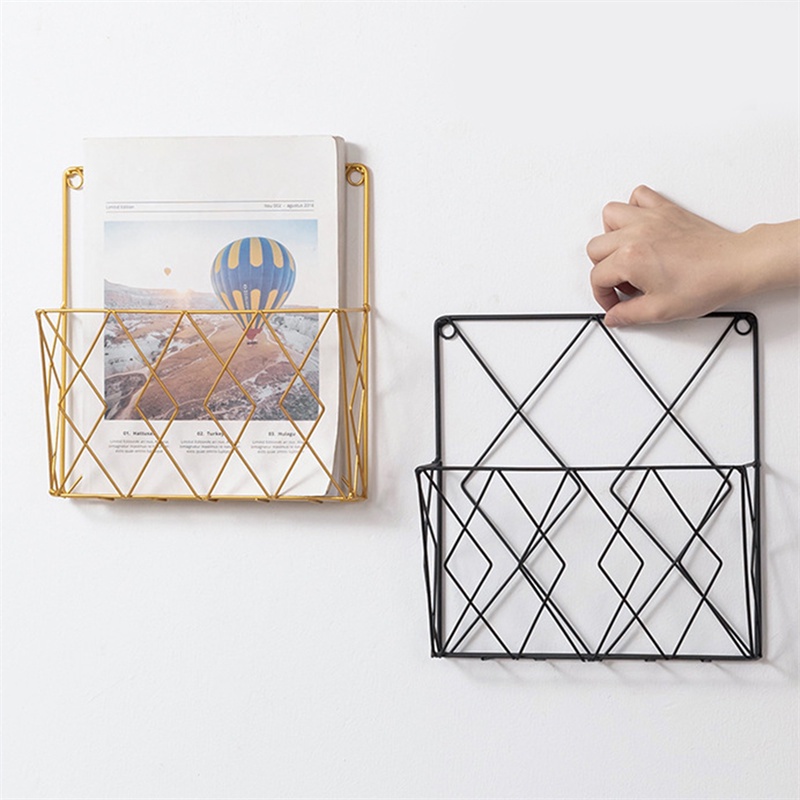 New Nordic Style Metal Iron Wall Mounted Newspapers Book Shelf Storage ...
