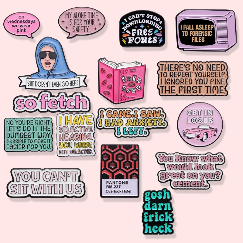Movie "mean Girls" English Text Enamel Brooch The Shining Backpack ...