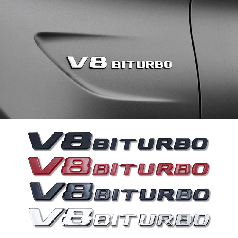 V8 BITURBO Letter Logo Car Sticker for Mercedes Benz Twin Turbo Logo ...