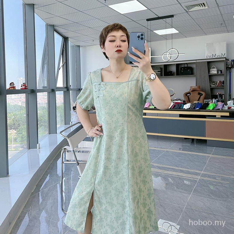 [45-120kg] Cheongsam Improved 2022 Summer New Style Plus Size Women's Korean Version 150kg Fat ...