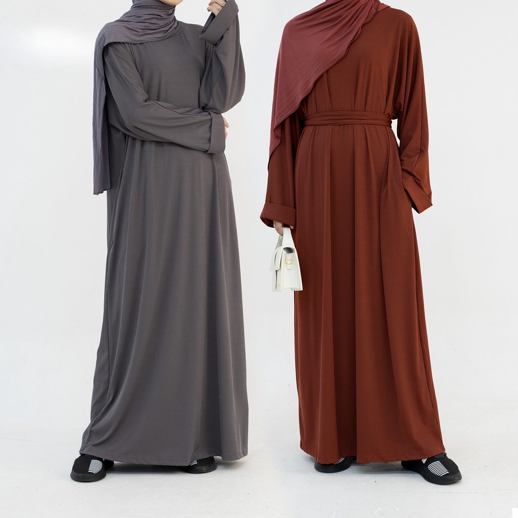 Ramadan Dubai Belt Abaya plain color maxi dress Islam Arab robe Women ...