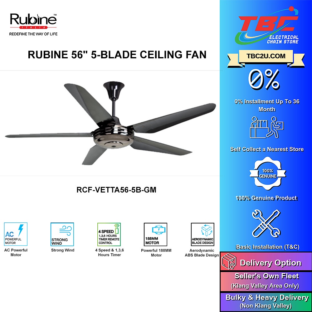 RUBINE RCF-VETTA56-5B 56" 5-BLADE CEILING FAN | Shopee Malaysia