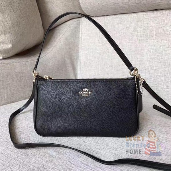 Ready Coach TOP HANDLE POUCH IN PEBBLED LEATHER BLACK 100% ORIGINAL ...