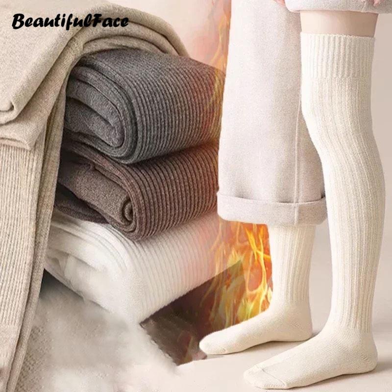 Women Wool Cashmere Long Socks Stockings Autumn Winter Thick Warm Knee ...