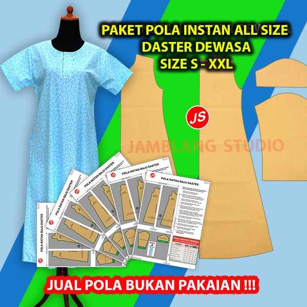 Package of 5 Sizes Instant Pattern for Adult Daster All Sizes [5 Sizes ...