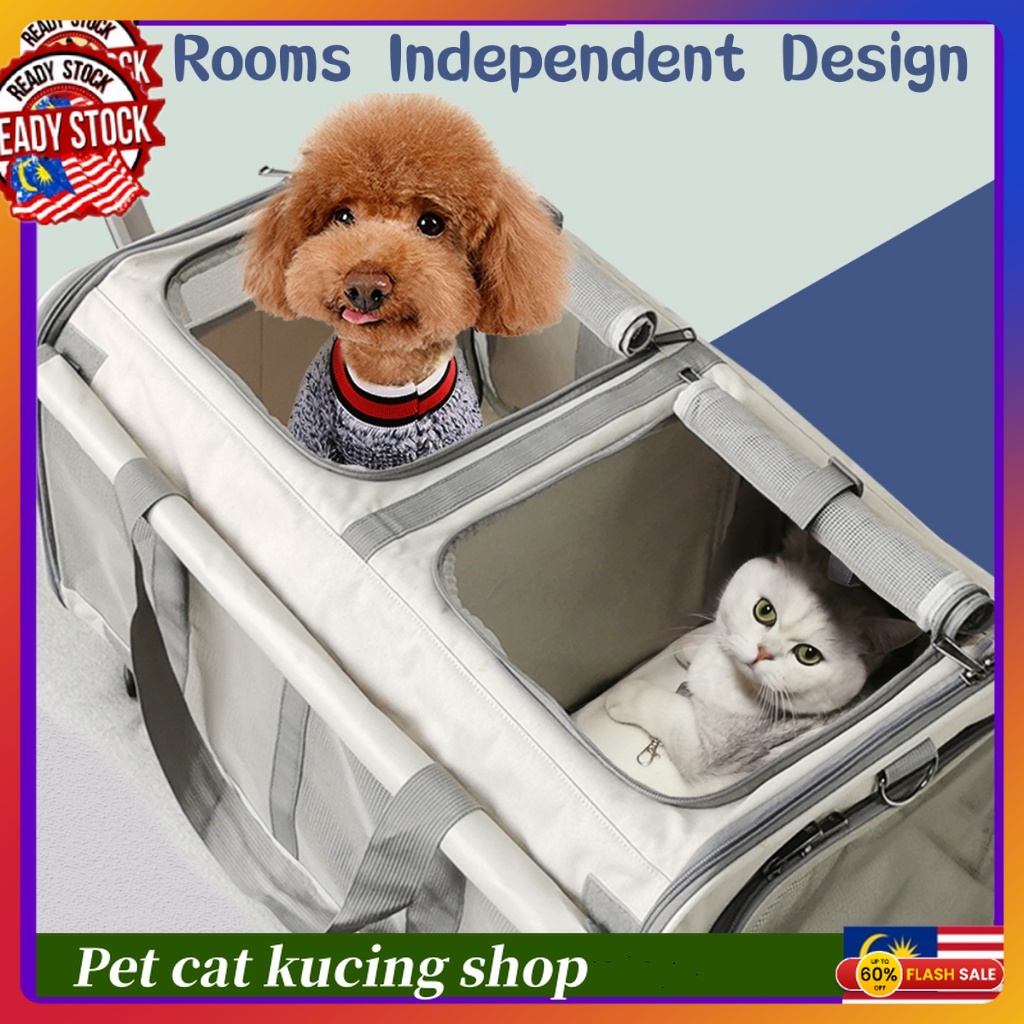 Big Troli Beg Kucing Large Double-Layer Pet Trolley Case Outdoor Travel ...