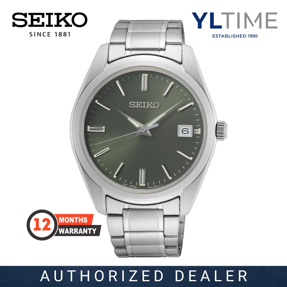 Seiko Gent SUR527P1 Essentials Collection Olive Green Sunray Dial ...