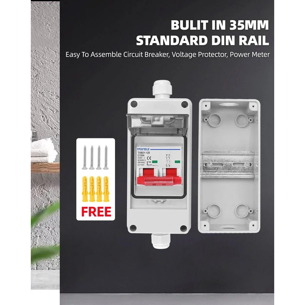 IP65 Waterproof Electric Distribution Box AC DC Solar Circuit Breaker ...