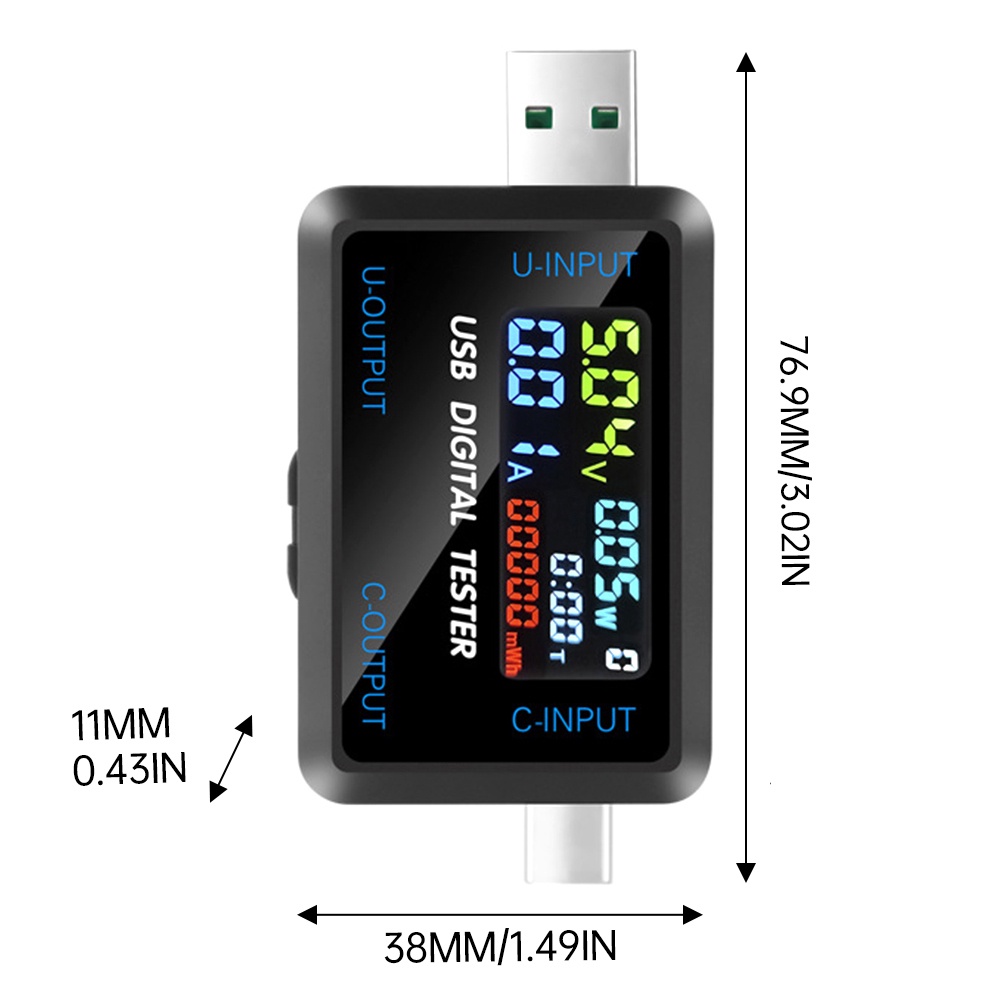 Pcbfun Digital Voltage Current Capacity Tester Usb / Type-c Interface ...