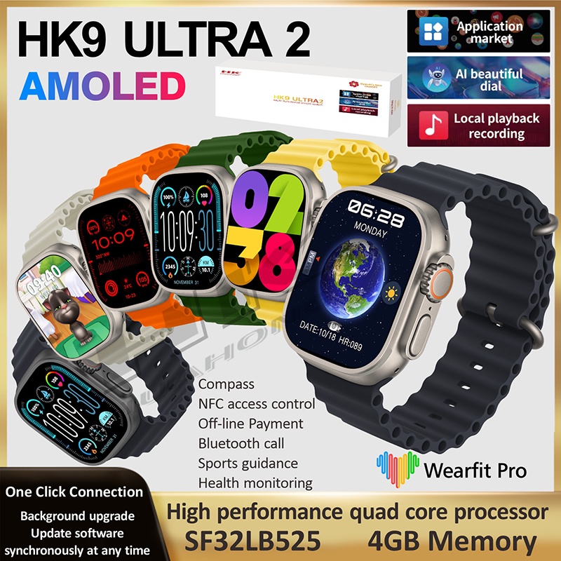 HK9 ULTRA2 Smartwatch 2.12 AMOLED Screen Recording NFC Dual Payment AI ...