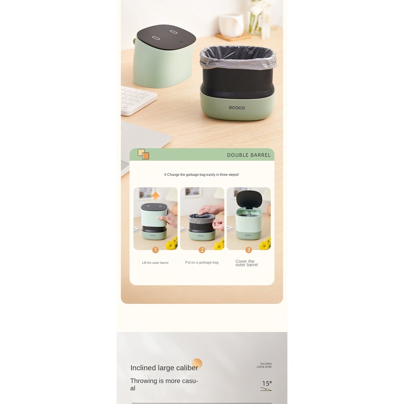 LODER ECOCO Desktop Trash Can Small Household Living Room Bedroom ...