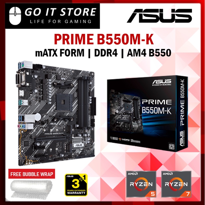 Asus PRIME B550M-K Micro ATX AMD AM4 Motherboard + AMD Ryzen 5000 ...