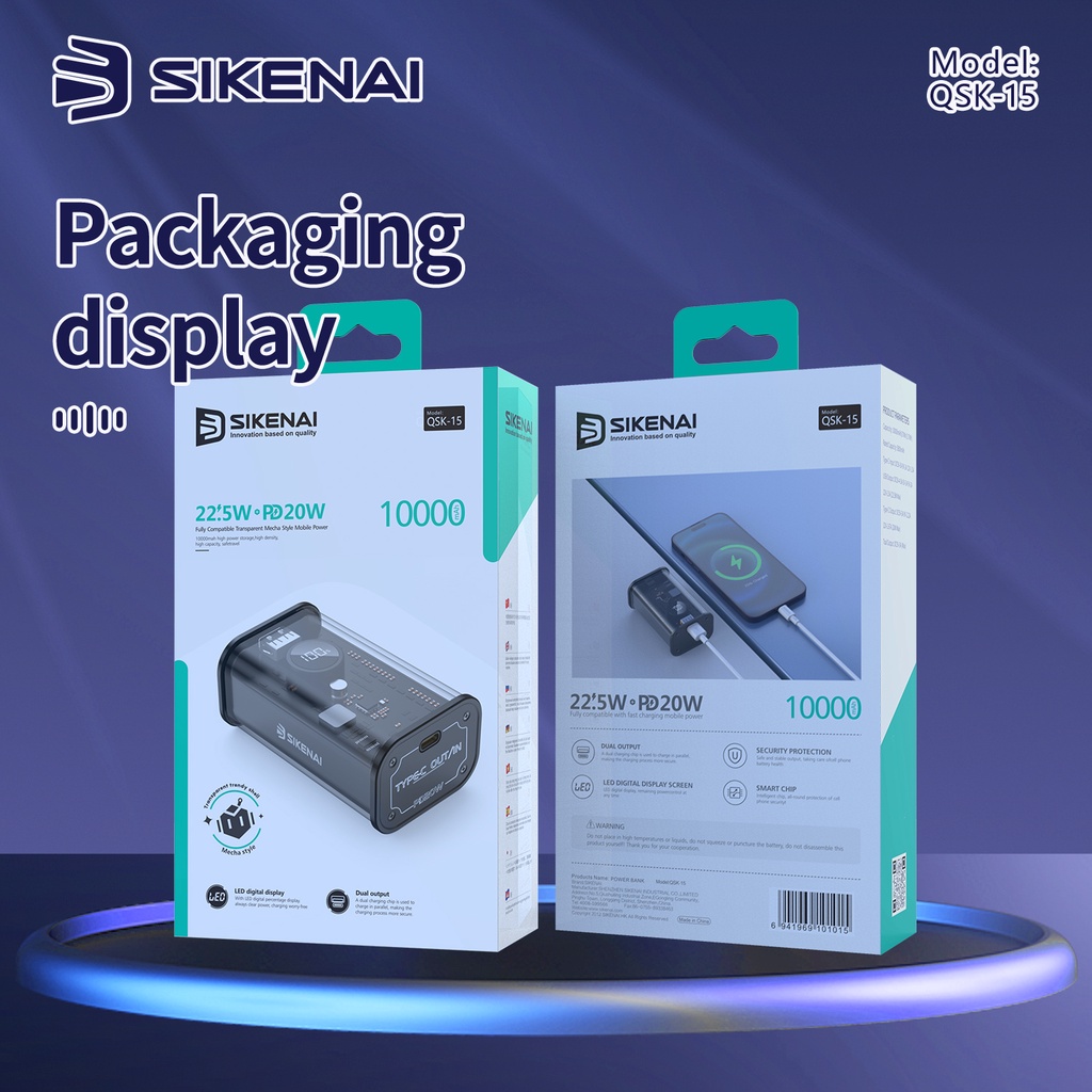 SIKENAI QSK-15 Transparent Mecha Case 22.5W + PD20W 10000mAh Mini ...
