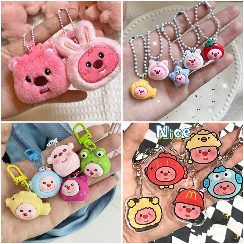 Cartoon Plush Loopy Keyring Simple Acrylic Keychain Cute Birthday Gift ...