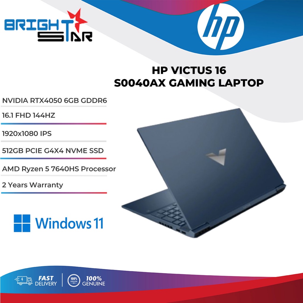 HP Victus 16 (S0040AX)16.1 FHD 144HZ/R5-7640HS/16GB/512GB SSD/NVIDIA ...